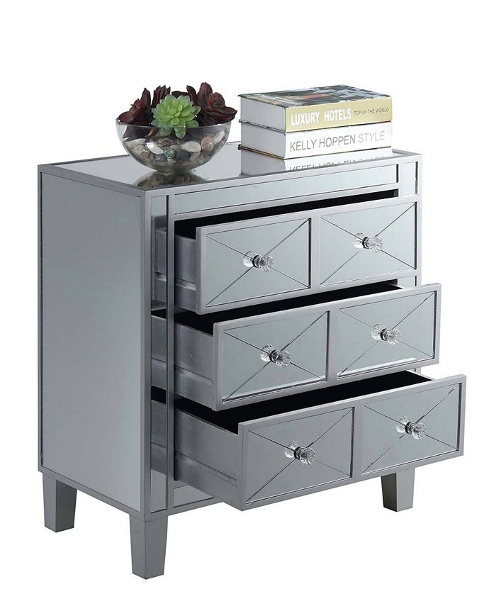 Convenience Concepts Gold Coast Bettyb Mirrored 3 Drawer End Table ...