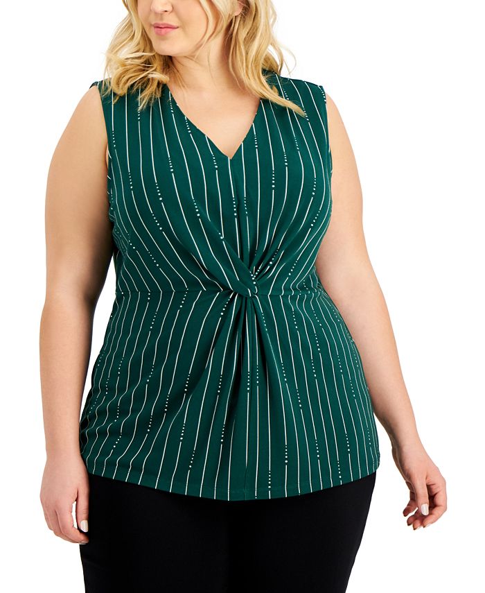 Alfani Plus Size Striped Knot-Front Tank Top, Created for Macy's - Macy's