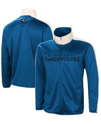 Men's Blue, White Minnesota Timberwolves Zone Blitz Tricot Full-Zip ...