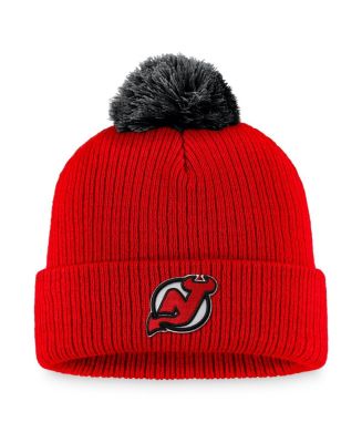 Fanatics Men's Red New Jersey Devils Team Cuffed Knit Hat with Pom - Macy's