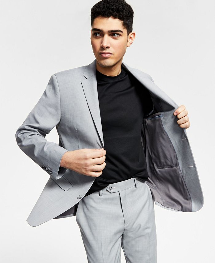 Bar III Men's Slim-Fit Wool Sharkskin Suit Jacket, Created for Macy's ...