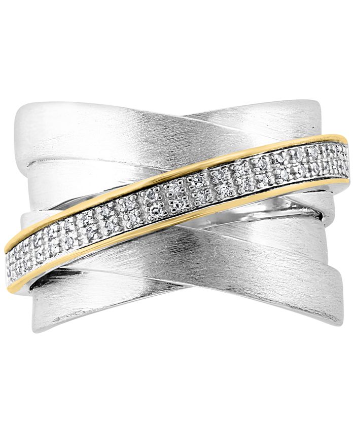EFFY Collection EFFY® Diamond Crossover Ring (1/6 ct. t.w.) in Sterling ...