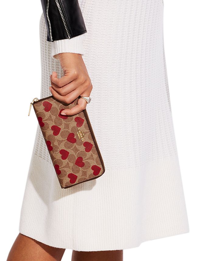 COACH Coated Canvas Signature Heart Print Wallet - Macy's
