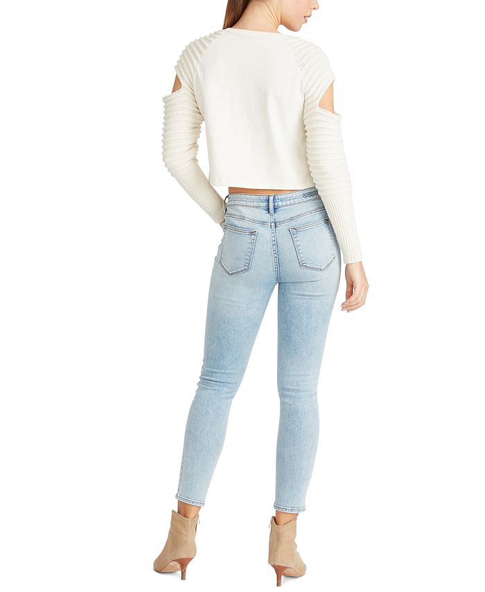 Vigoss Jeans Cutout Sleeve Cropped Sweater - Macy's