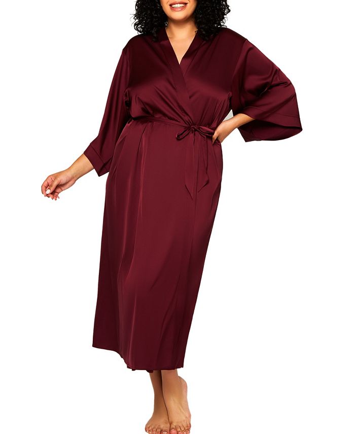 iCollection Plus Size Tania Elegant Satin Lux Robe - Macy's