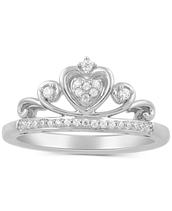 Enchanted Disney Fine Jewelry Diamond Princess Tiara Ring (1/6 ct. t.w ...