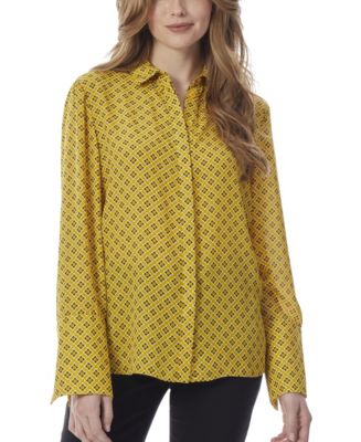 Jones New York Women's Covered Extended Placket Oxford with Extended ...