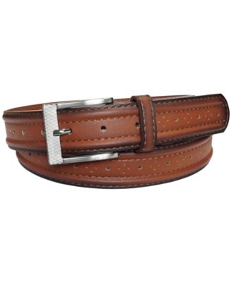 Men's Amari Perforated with Raised Burnished Edges Belt - Macy's