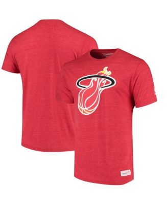 Men's Heathered Red Miami Heat Hardwood Classics Throwback Logo Tri ...