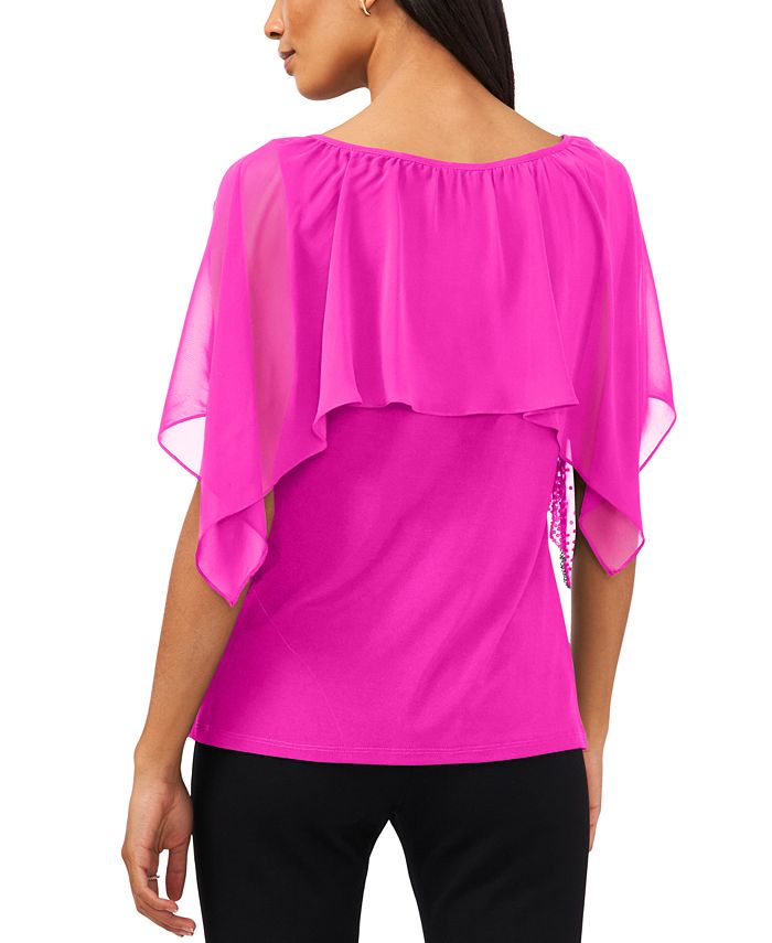 MSK Embellished Chiffon-Overlay Top - Macy's