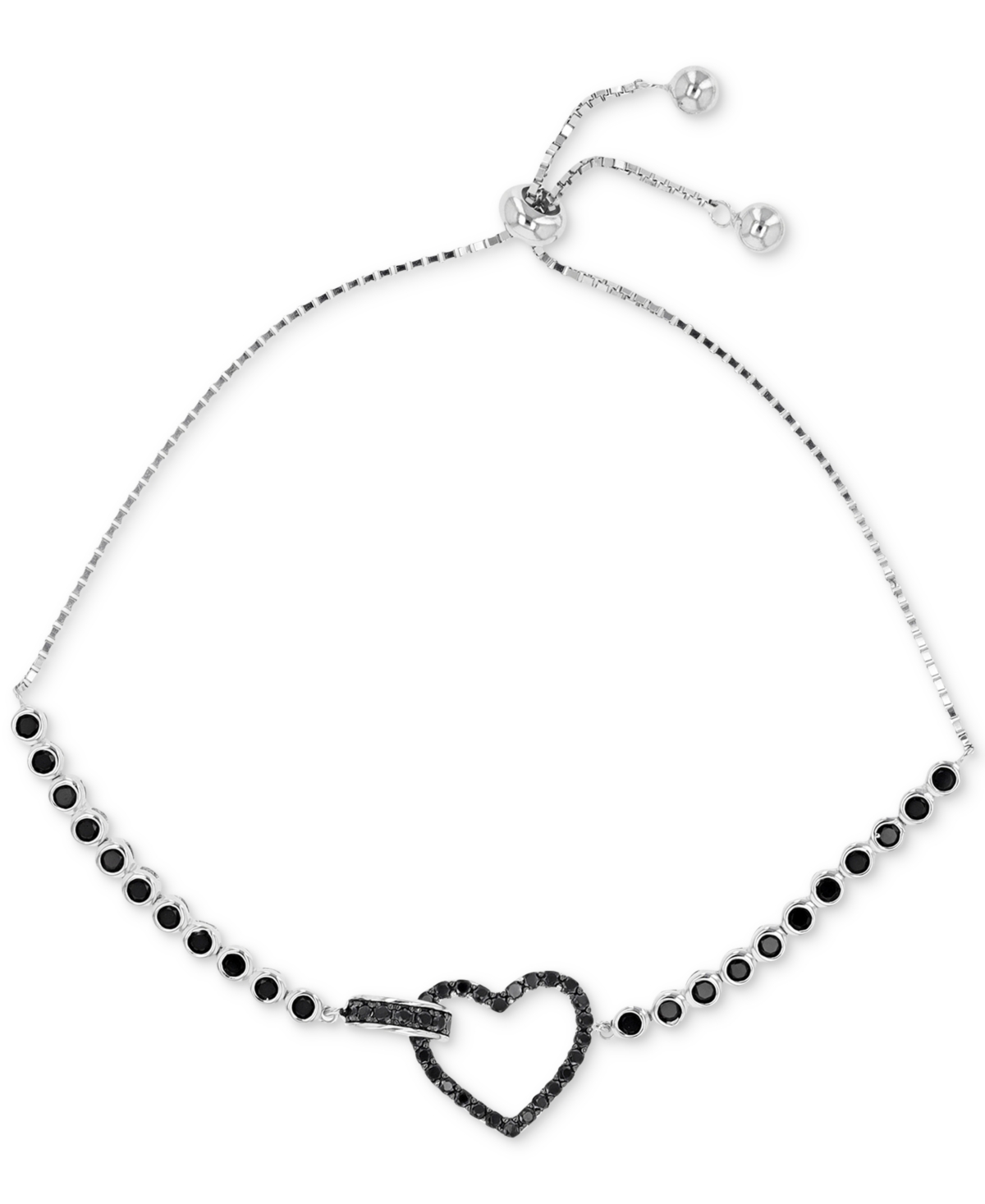 Click here for Black Spinel Open Heart Bolo Bracelet (1-3/8 ct. t... prices