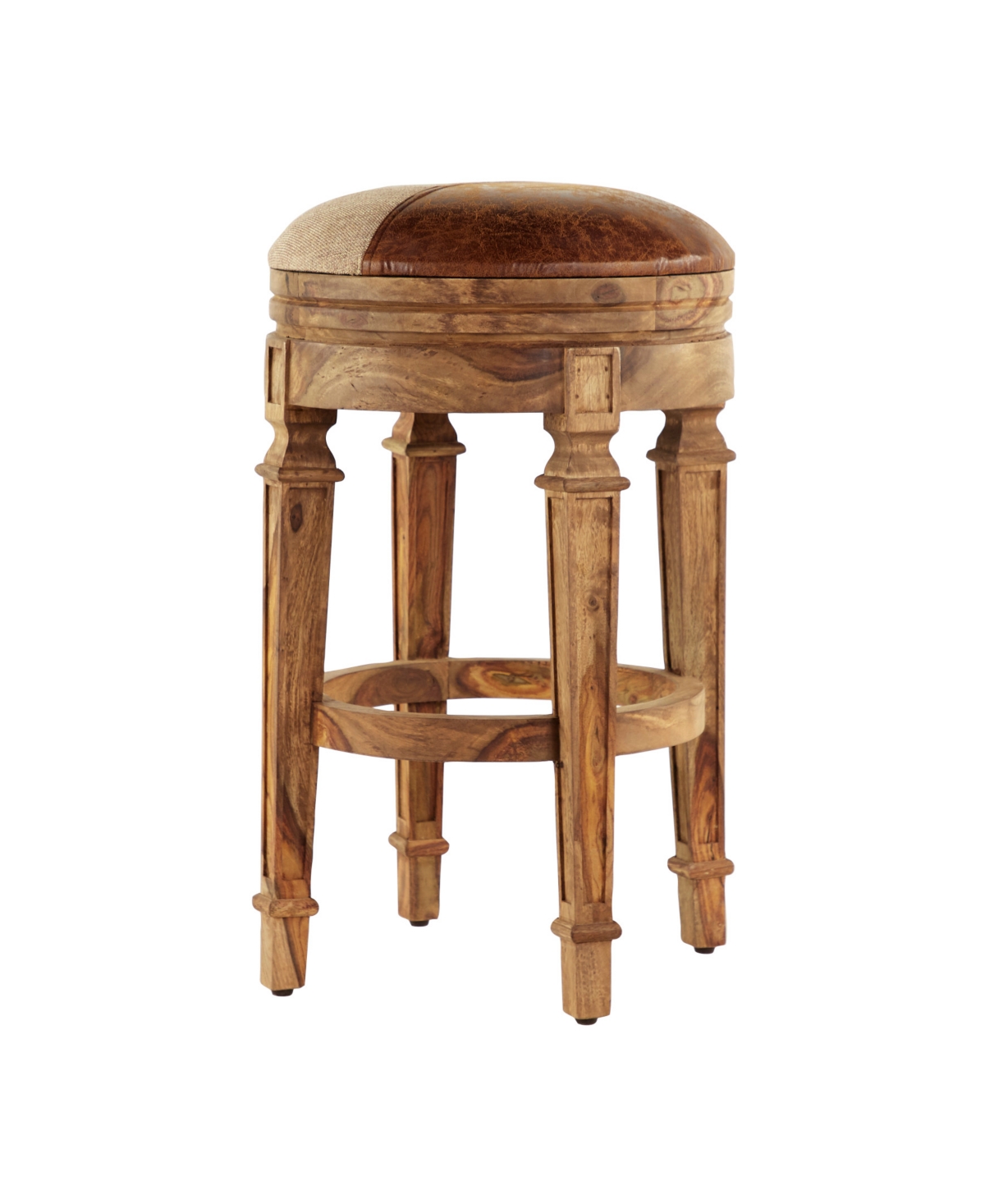 Click here for Wood and Fabric Rustic Bar Stool - Brown prices