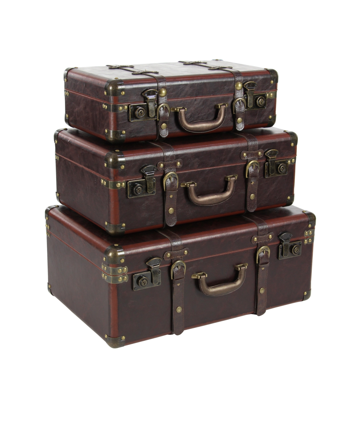 Click here for Leather Retro Trunk  Set of 3 - Brown prices