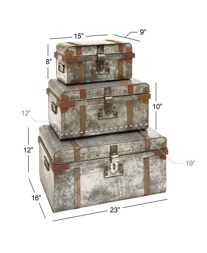 Rosemary Lane Metal Farmhouse Trunk, Set of 3 - Macy's