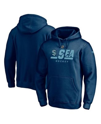 Men's Navy Seattle Kraken Authentic Pro Secondary Logo Pullover Hoodie ...