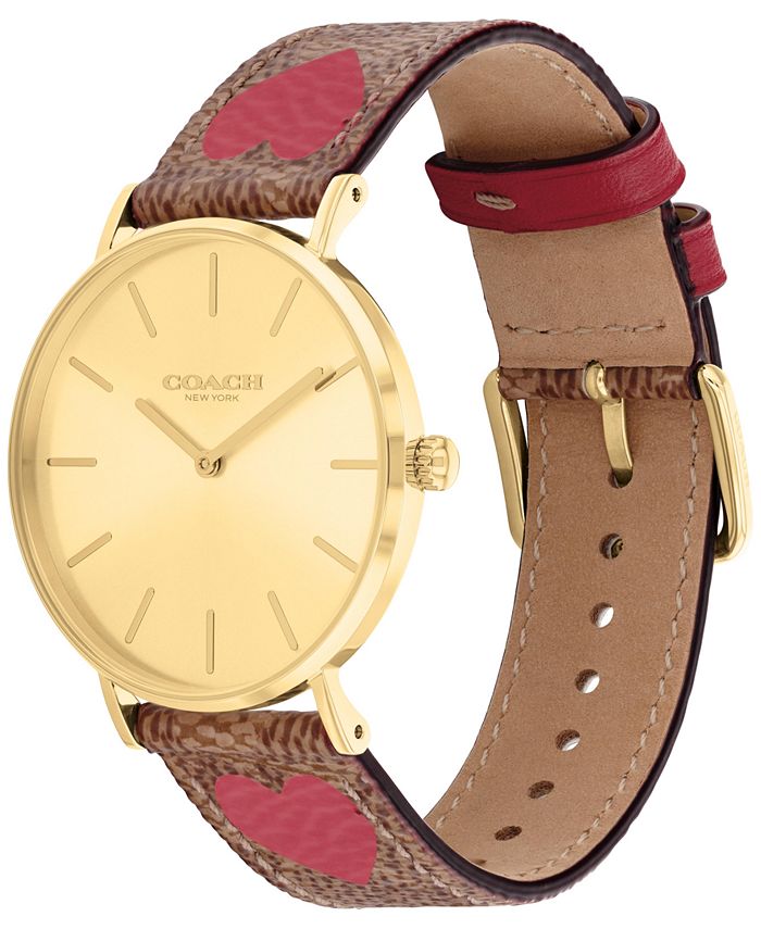 COACH Women's Perry Brown Leather Strap Watch 36mm - Macy's