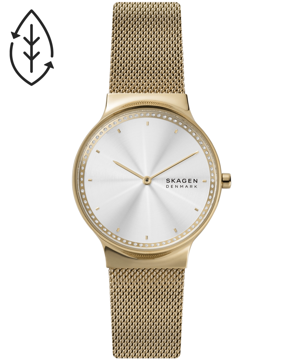 Skagen Women's Freja Gold-tone Stainless Steel Mesh Bracelet Watch 34mm ...