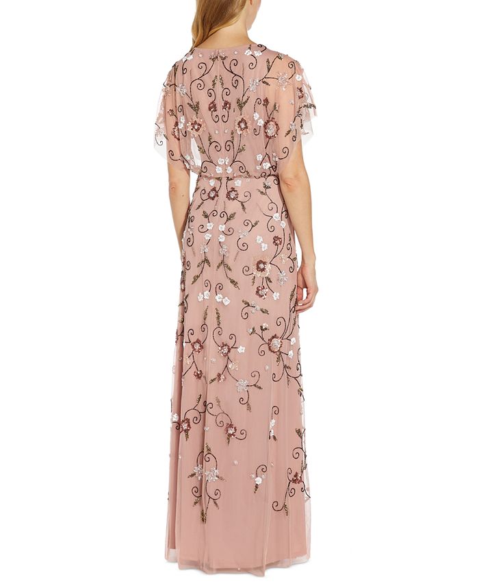 Adrianna Papell Beaded Sequined Gown - Macy's