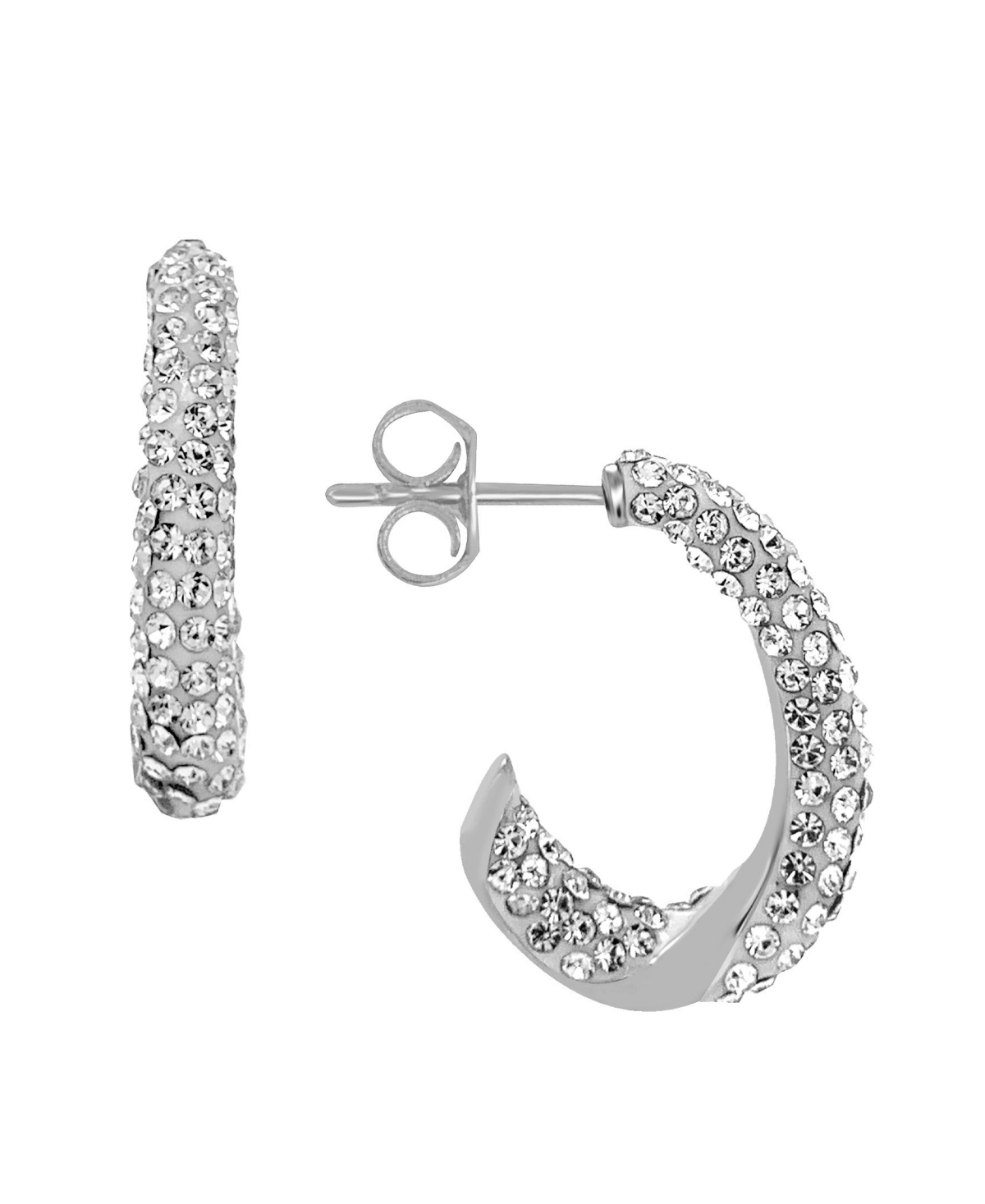 Click here for And Now This Pave Crystal C-Hoop Post Earrings - S... prices
