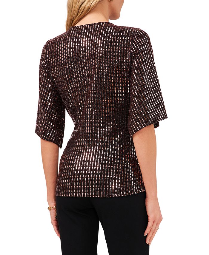 MSK Sequined Surplice Top - Macy's