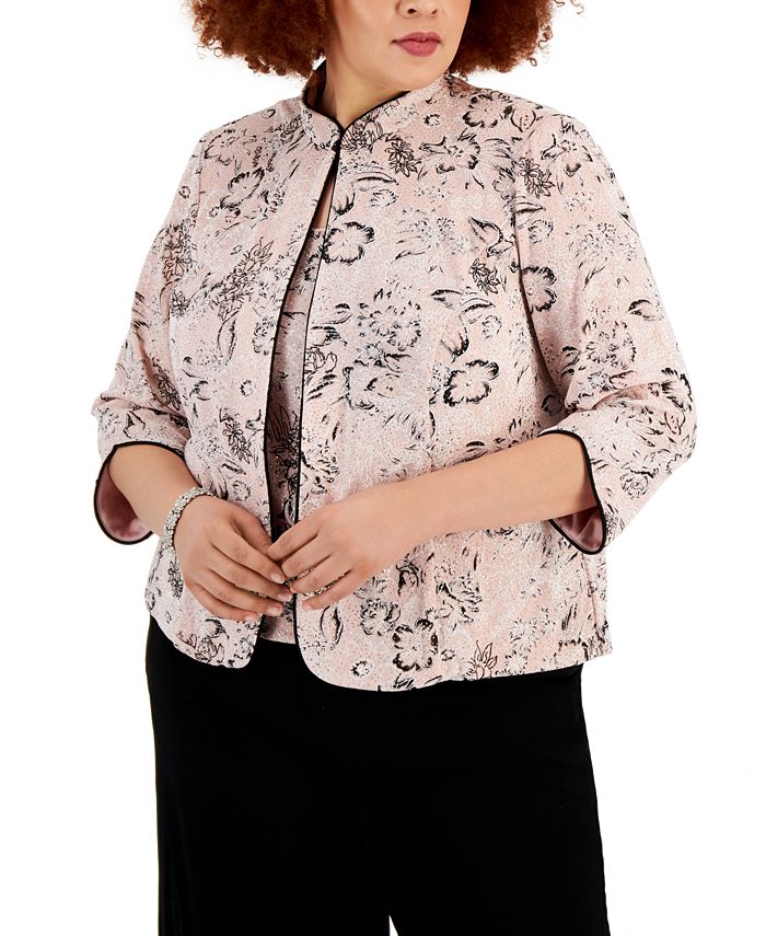 Alex Evenings Plus Size Mandarin-Collar Jacket & Top Set & Reviews ...