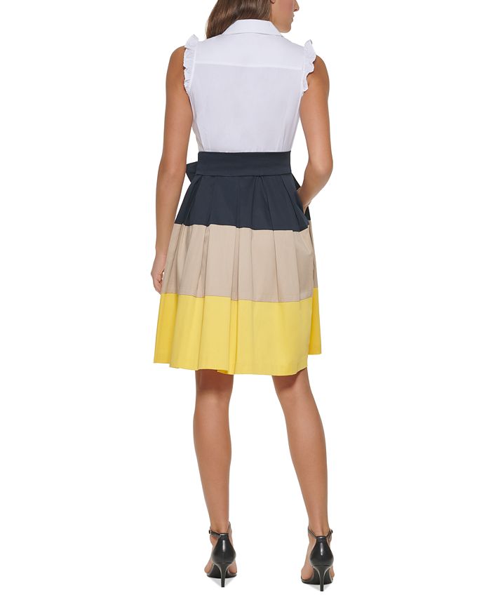 Tommy Hilfiger Ruffled Colorblocked Dress - Macy's