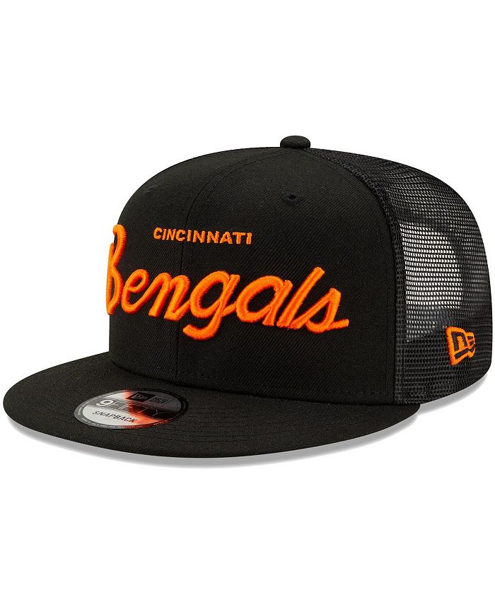 New Era Men's Black Cincinnati Bengals Script Trucker 9FIFTY Snapback ...