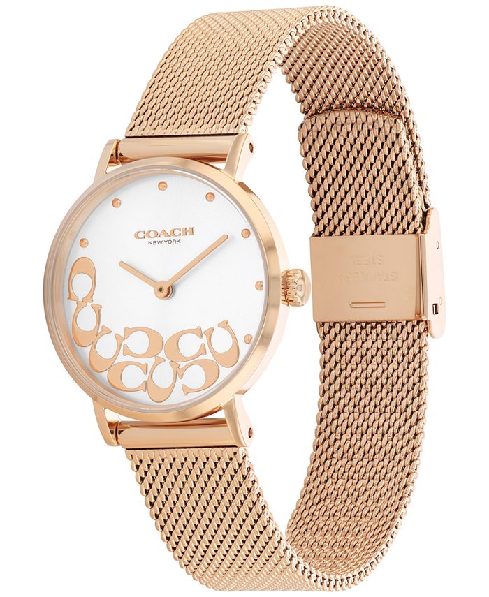 COACH Women's Perry Rose Gold-Tone Mesh Bracelet Watch 28mm - Macy's