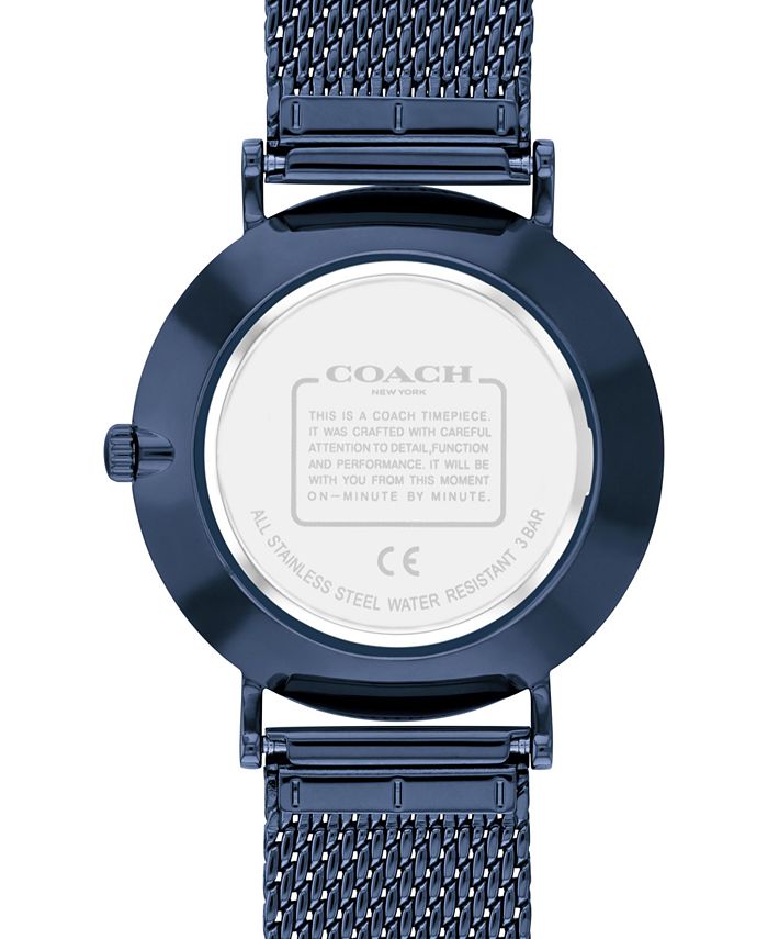 COACH Women's Perry Blue Stainless Steel Mesh Bracelet Watch, 36mm - Macy's