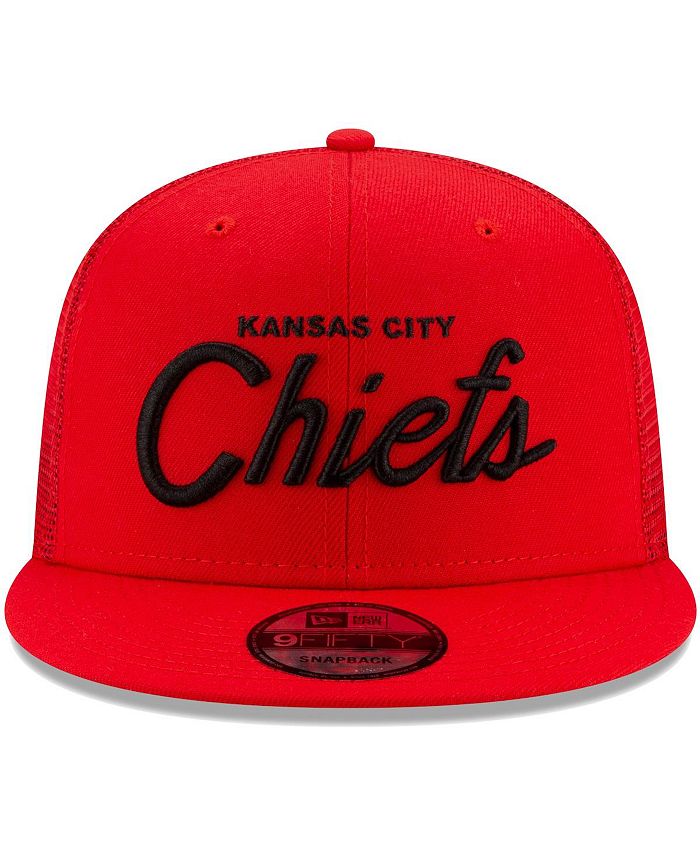 New Era Men's Red Kansas City Chiefs Script Trucker 9Fifty Snapback Hat ...