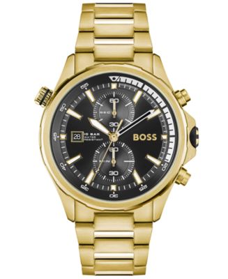 BOSS Globetrotter Men's Chronograph Gold-Tone Stainless Steel Bracelet ...
