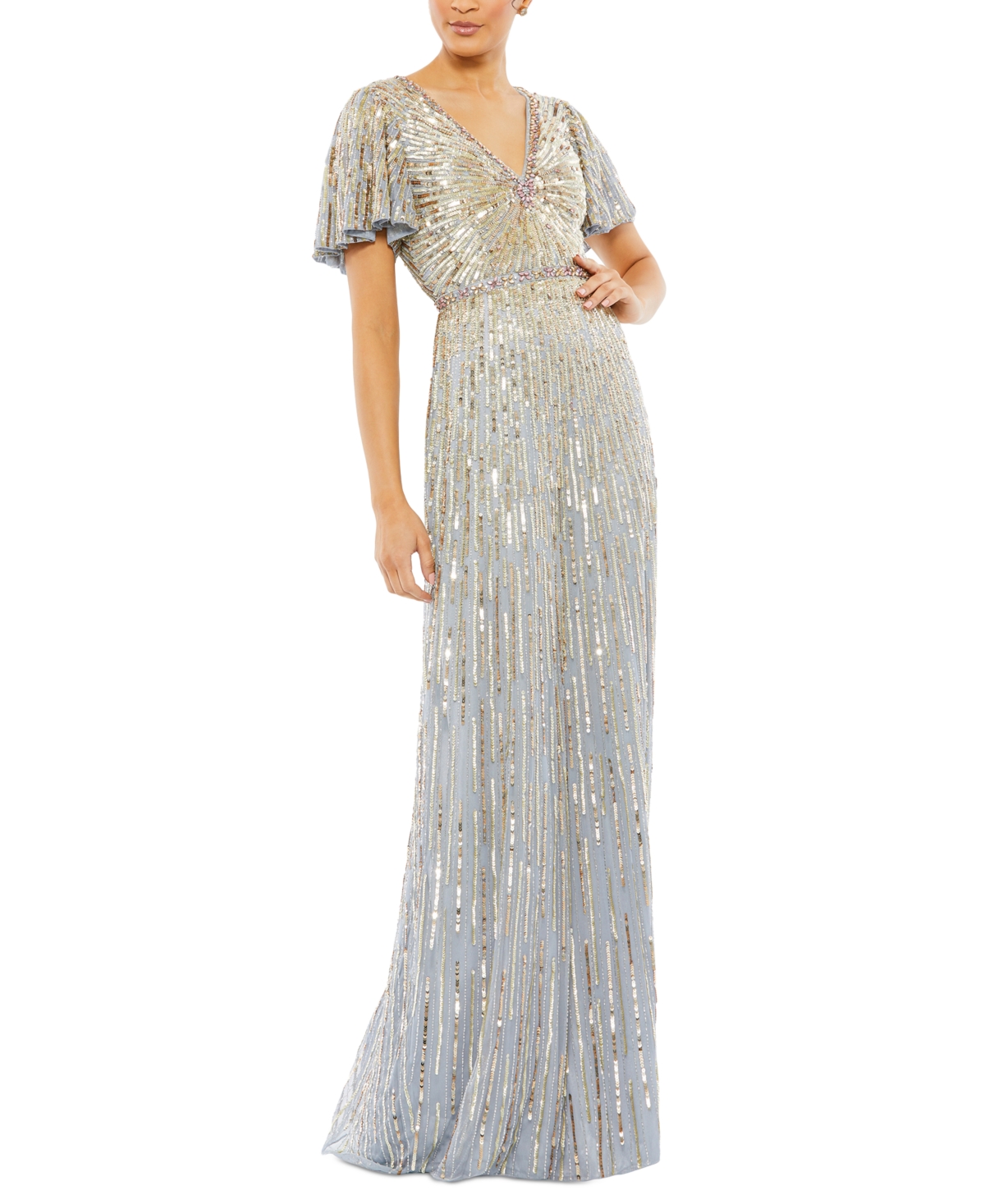Click here for Womens Embellished V Neck Butterfly Sleeve Column... prices