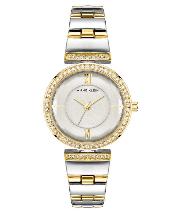 Anne Klein Silver and Gold link bracelet With Quartz 'Crystal' Accents ...