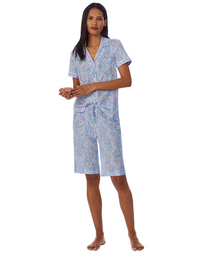 Lauren Ralph Lauren Notch Collar Bermuda Pajama Set - Macy's