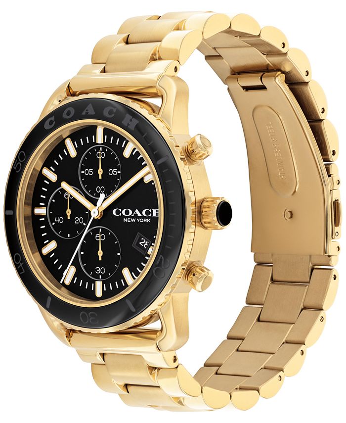 COACH Men's Chronograph Cruiser Gold-Tone Bracelet Watch 44mm - Macy's