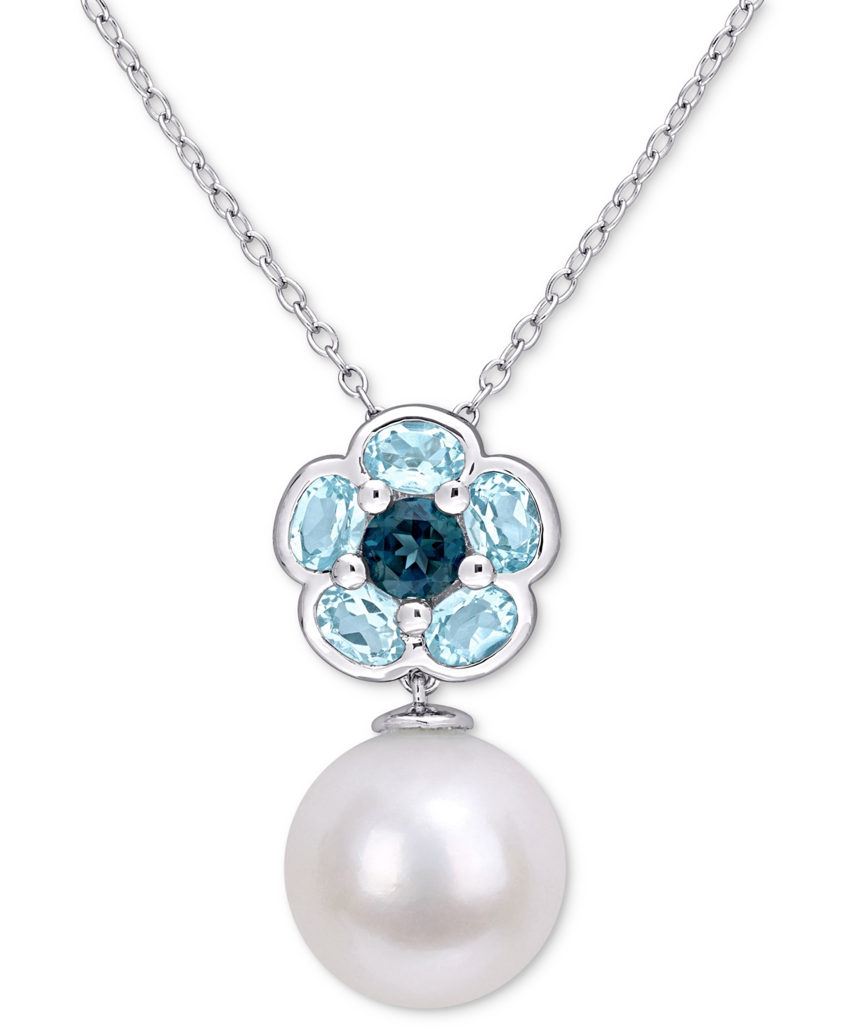 Click here for Cultured Freshwater Pearl (11mm) & Blue Topaz (1-3... prices