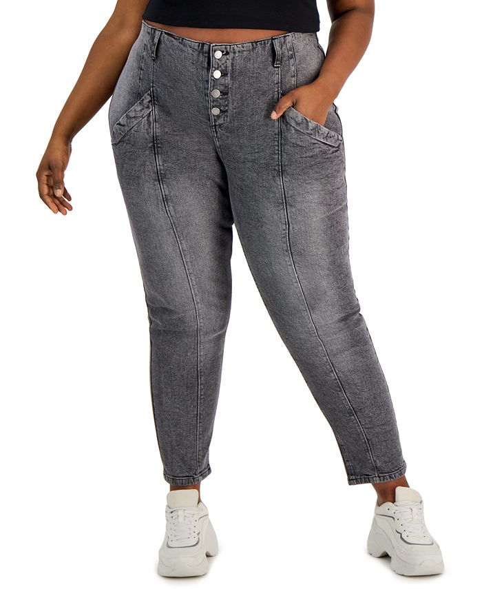 Tinseltown Trendy Plus Size Button-Front Jeans - Macy's
