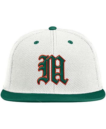 adidas Men's Cream, Green Miami Hurricanes On-Field Baseball Fitted Hat ...