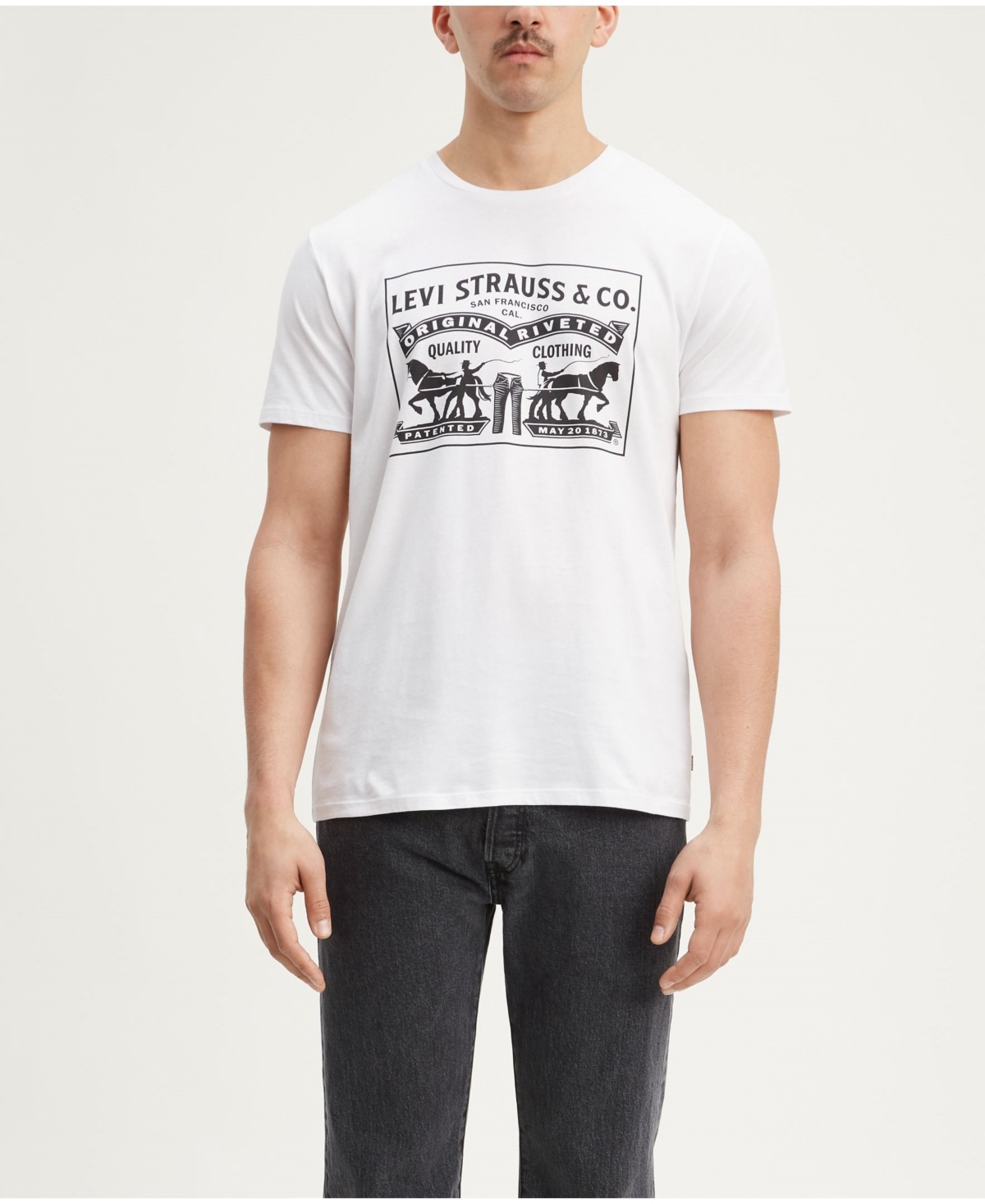 Click here for Levis Mens 2-Horse Graphic Regular Fit Crewneck T-... prices
