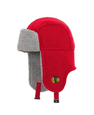 Big Boys Red Chicago Blackhawks Flat Knit Trapper Hat - Macy's
