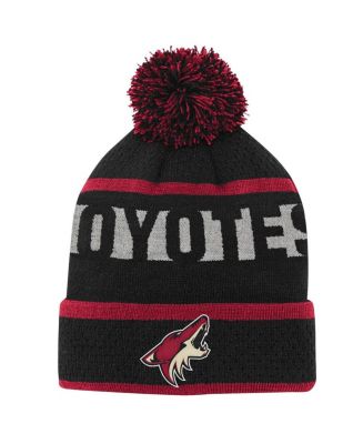 Big Boys Black Arizona Coyotes Breakaway Cuffed Knit Hat with Pom - Macy's