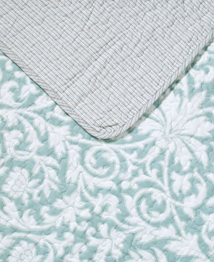 Laura Ashley Mia Cotton Reversible 3 Piece Quilt Set, Full/Queen - Macy's