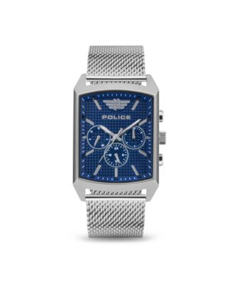 Police Men's Saleve Collection Silver-Tone Stainless Steel Mesh Watch ...