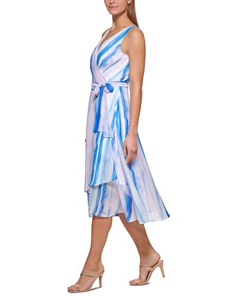 DKNY Printed Faux-Wrap Dress - Macy's