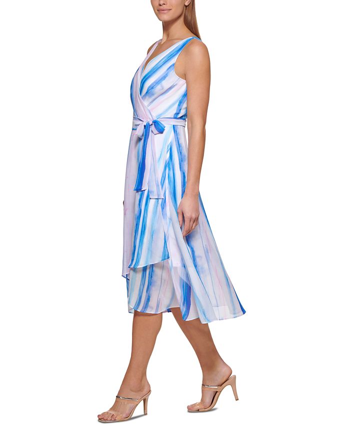 DKNY Printed Faux-Wrap Dress - Macy's