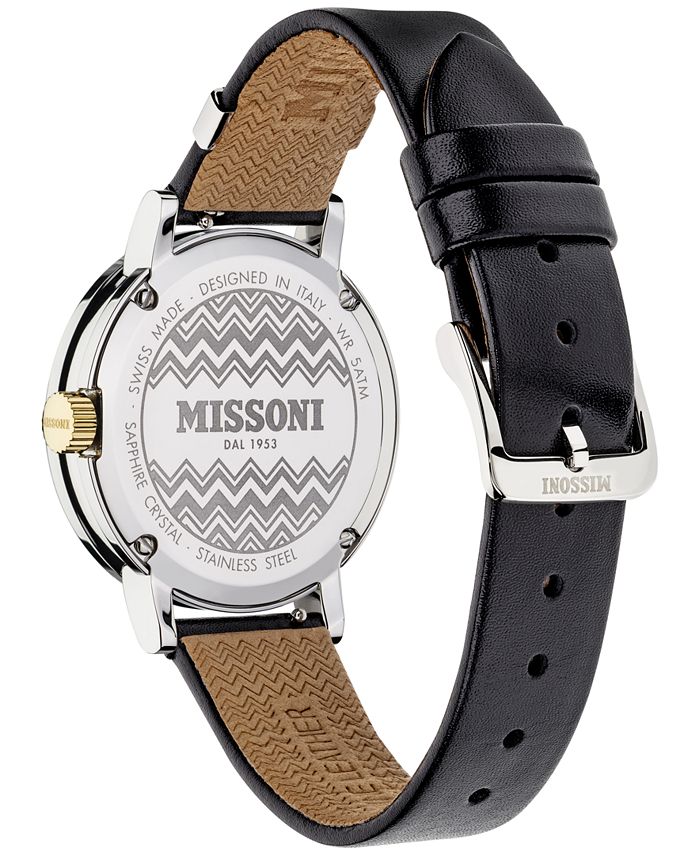 Missoni Women's Swiss M2 Black Leather Strap Watch 35mm - Macy's