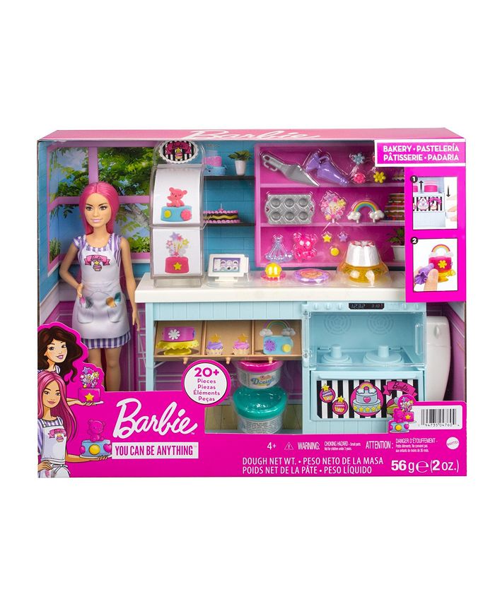 Barbie Doll Bakery Playset with Pink-Haired Petite Doll, Baking Station ...