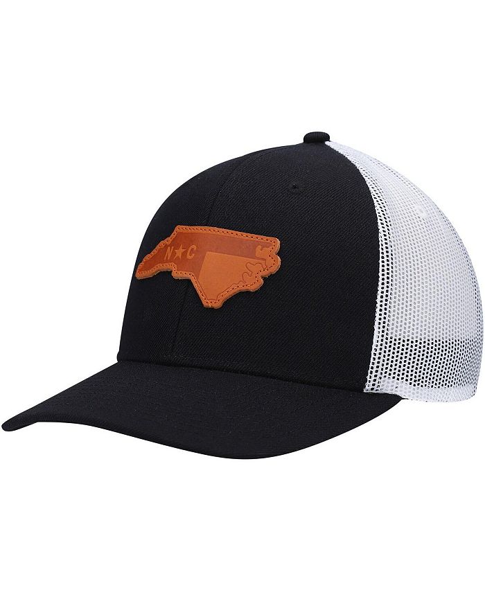 Local Crowns Men's Black North Carolina Leather State Applique Trucker Snapback Hat - Macy's