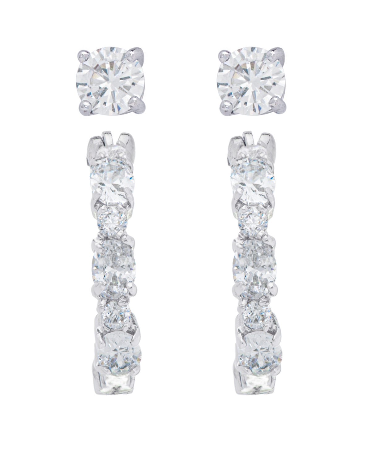 Click here for Womens Fine Silver Plated Cubic Zirconia Stud Hoop... prices