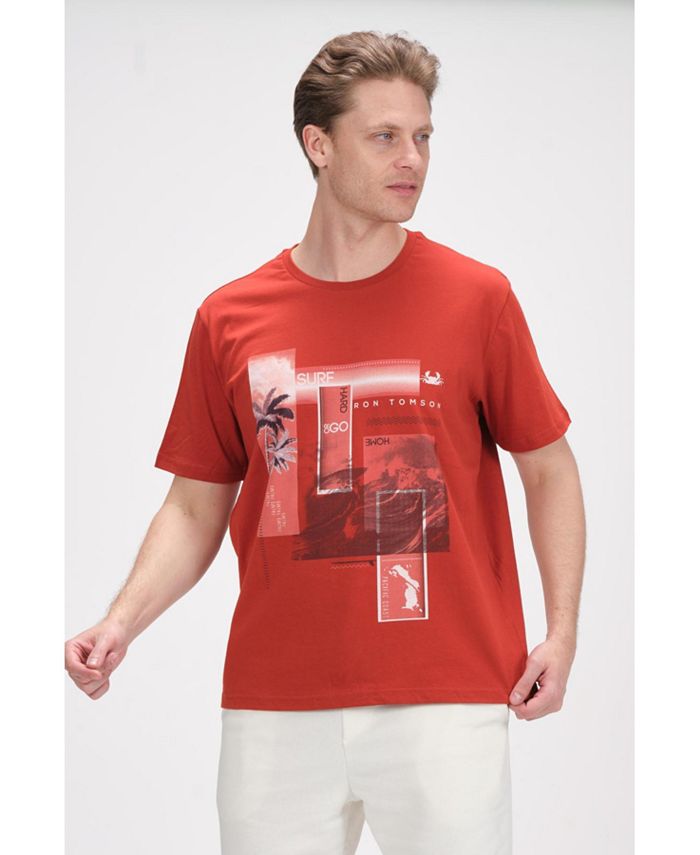RON TOMSON Men's Modern Print Fitted Palms T-shirt & Reviews - T-Shirts ...